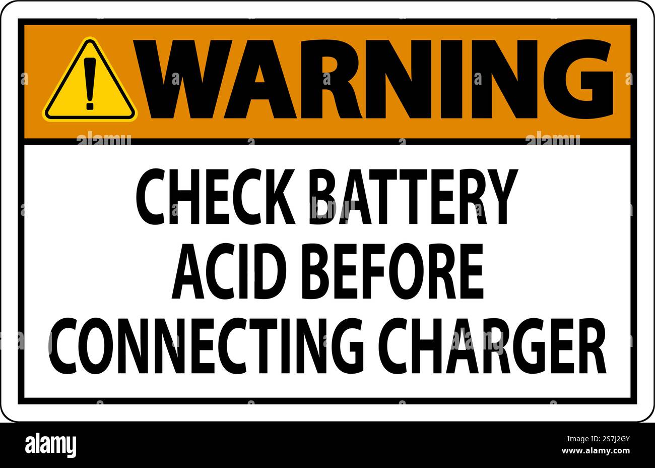 Warning Sign Check Battery Acid Before Connecting Charger Stock Vector ...