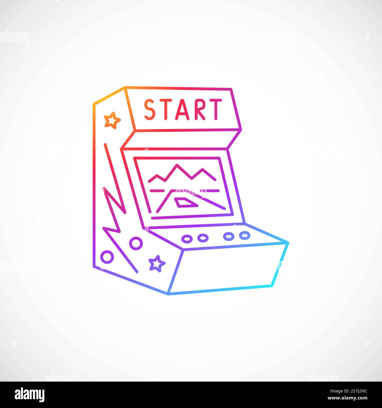 Arcade game machine multicolor line icon isolated on white background ...