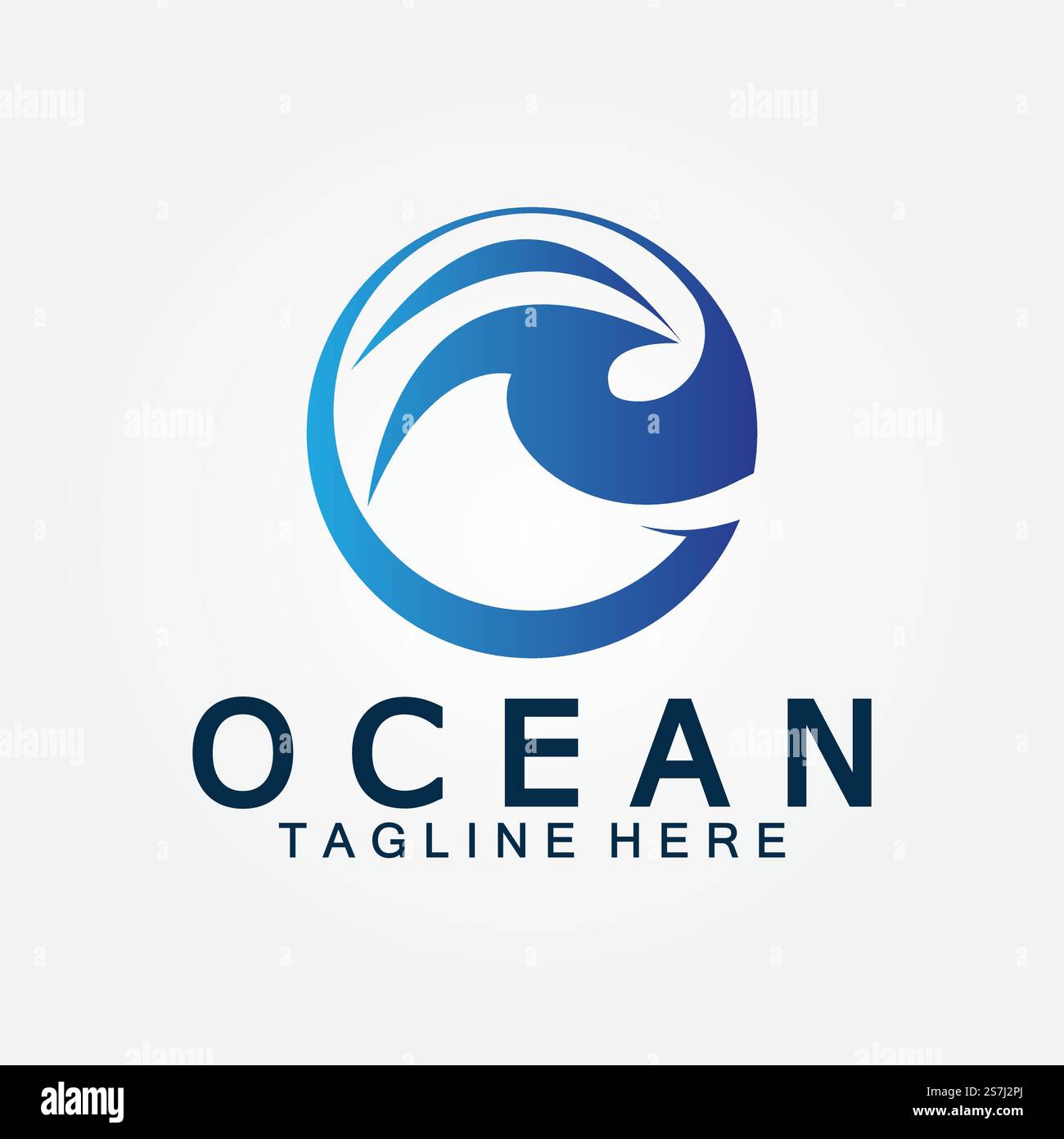 wavy blue ocean water letter O ocean wave logo design vector Stock ...