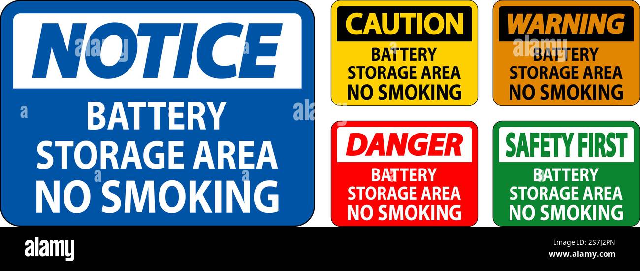 Danger Sign Battery Storage Area No Smoking Stock Vector Image & Art ...