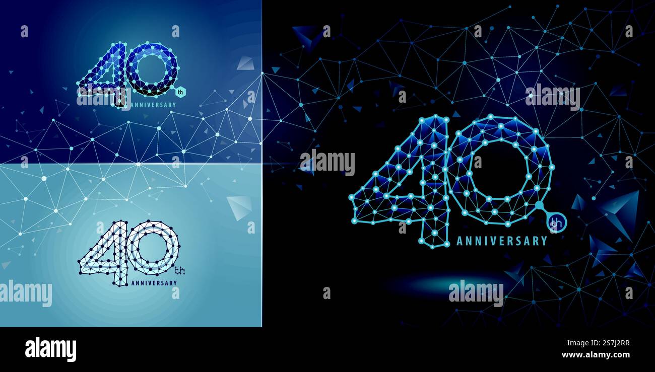 Set of 40th Anniversary logotype design, Forty years Celebrating ...