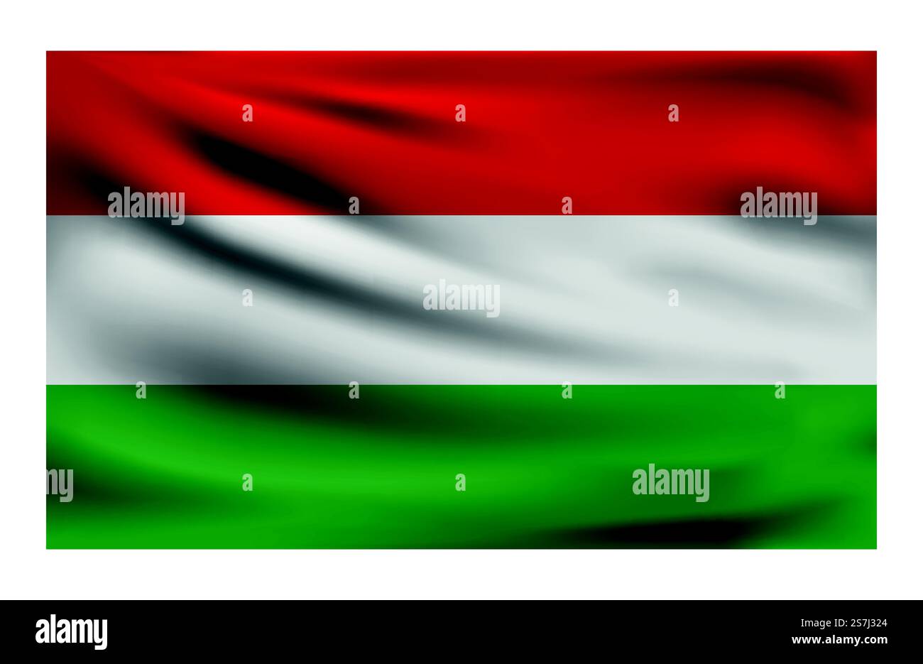 Realistic National flag of Hungary. Current state flag made of fabric ...