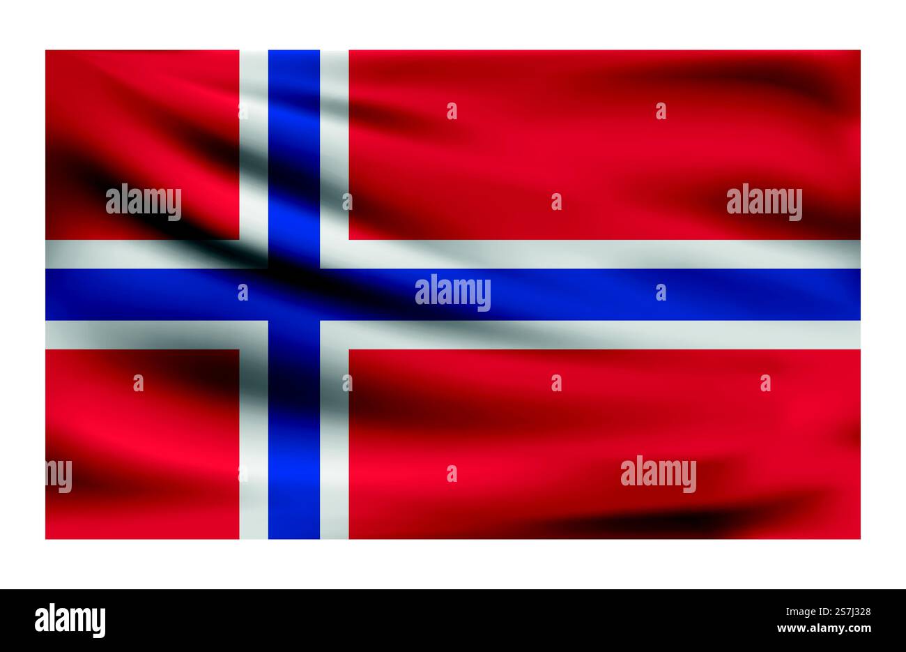 Realistic National flag of Norway. Current state flag made of fabric ...