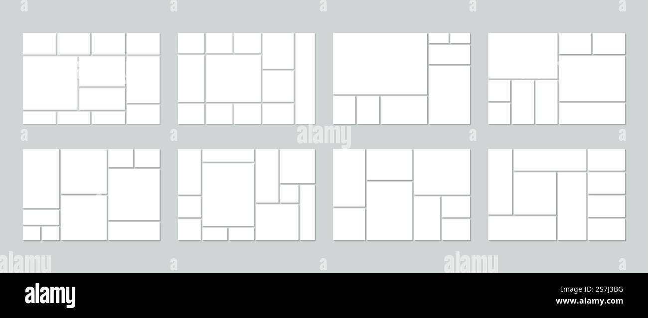 Photo collage template. Vector. Mood board. Set of picture grids. Blank ...