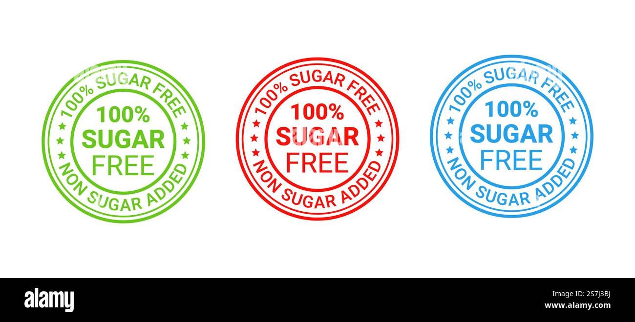 Sugar free round stamp. No sugar added label. Diabetic rubber badge ...