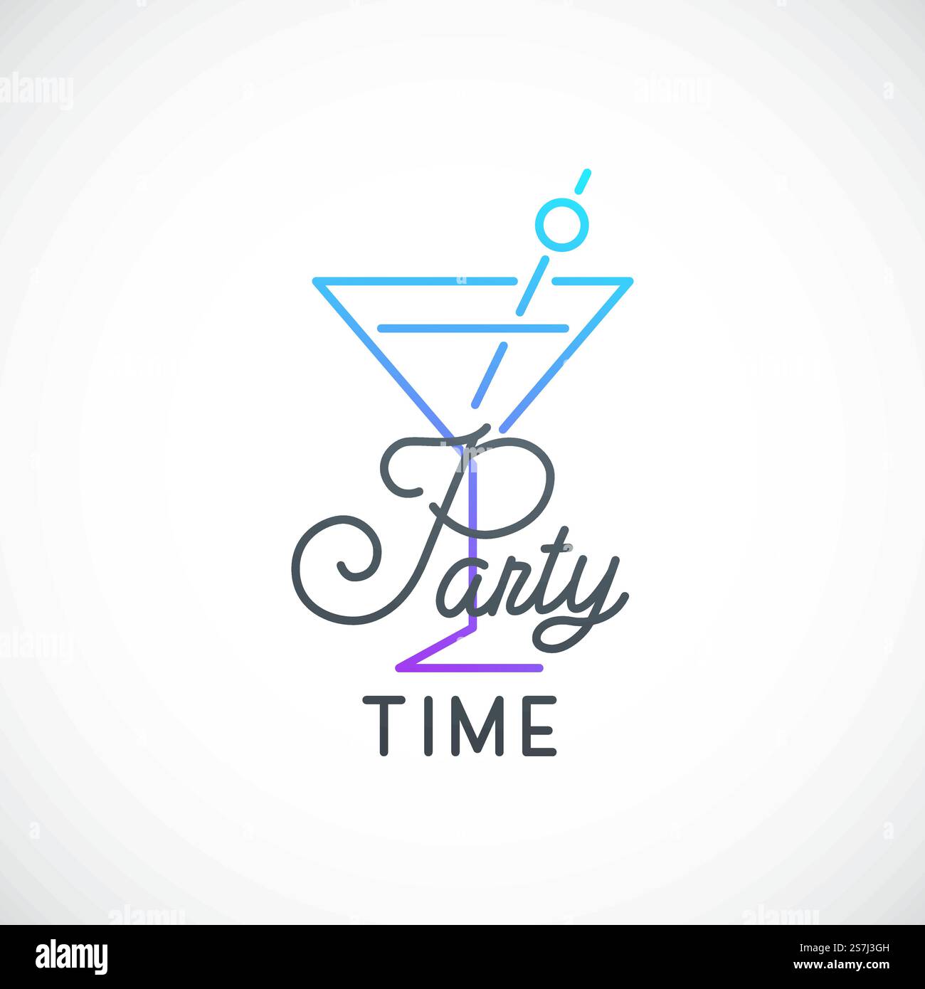 Cocktail party simple emblem. Cocktail glass icon and text Party Time ...