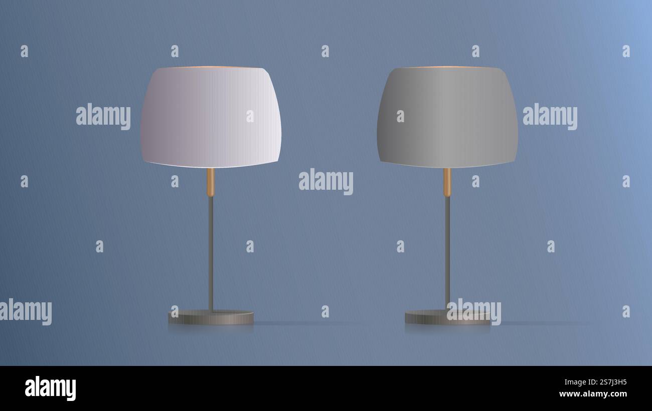 Set of decorative table lamps. Original model with a silk lampshade and ...