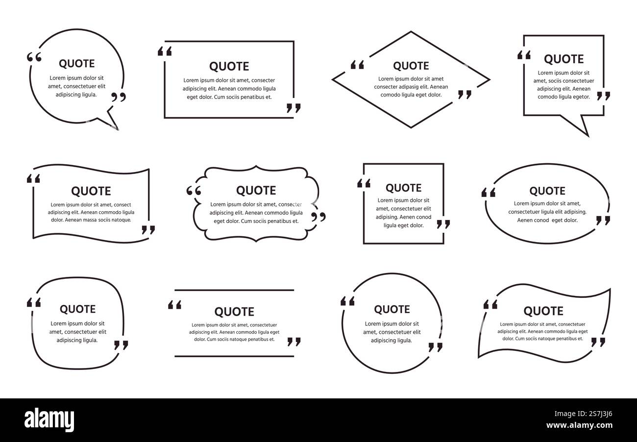 Quote text box. Vector. Quotations frame. Set of info comments and ...