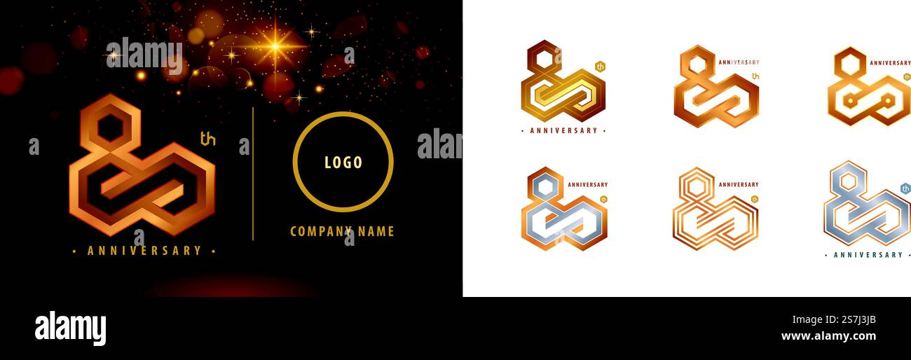 Set of 80th Anniversary logotype design, Eighty years anniversary ...