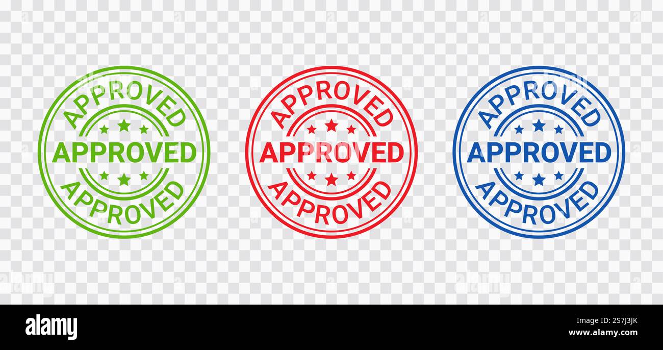 Approved stamp. Seal imprint approve. Approval permit badge, label ...