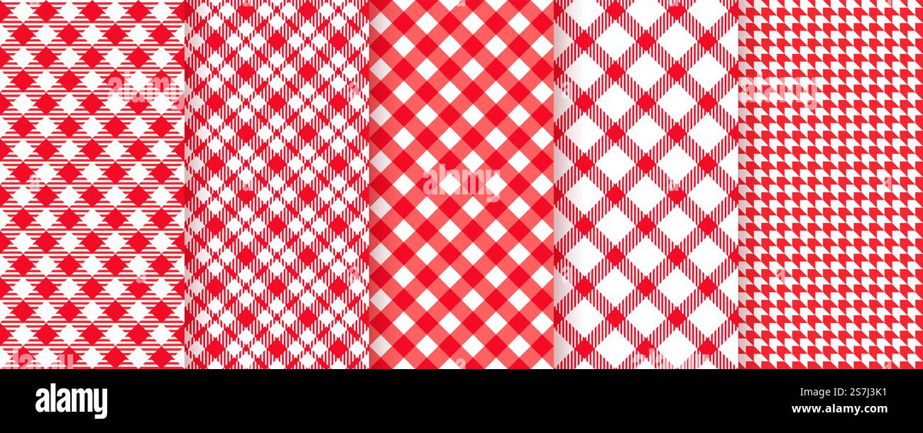 Tablecloth picnic seamless pattern. Red gingham background. Vector. Plaid cloth napkin texture ...