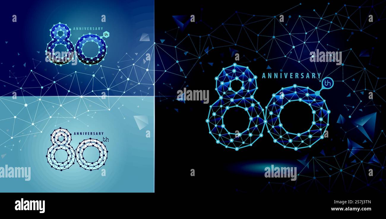 Set of 80th Anniversary logotype design, Eighty years Celebrating ...