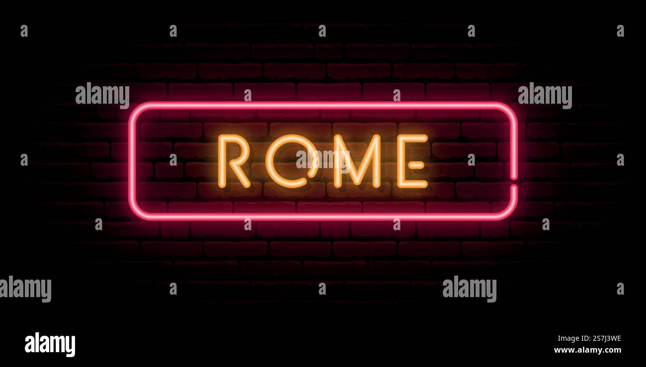 Rome, Italy neon sign. Glowing signboard. Stock vector banner Stock ...