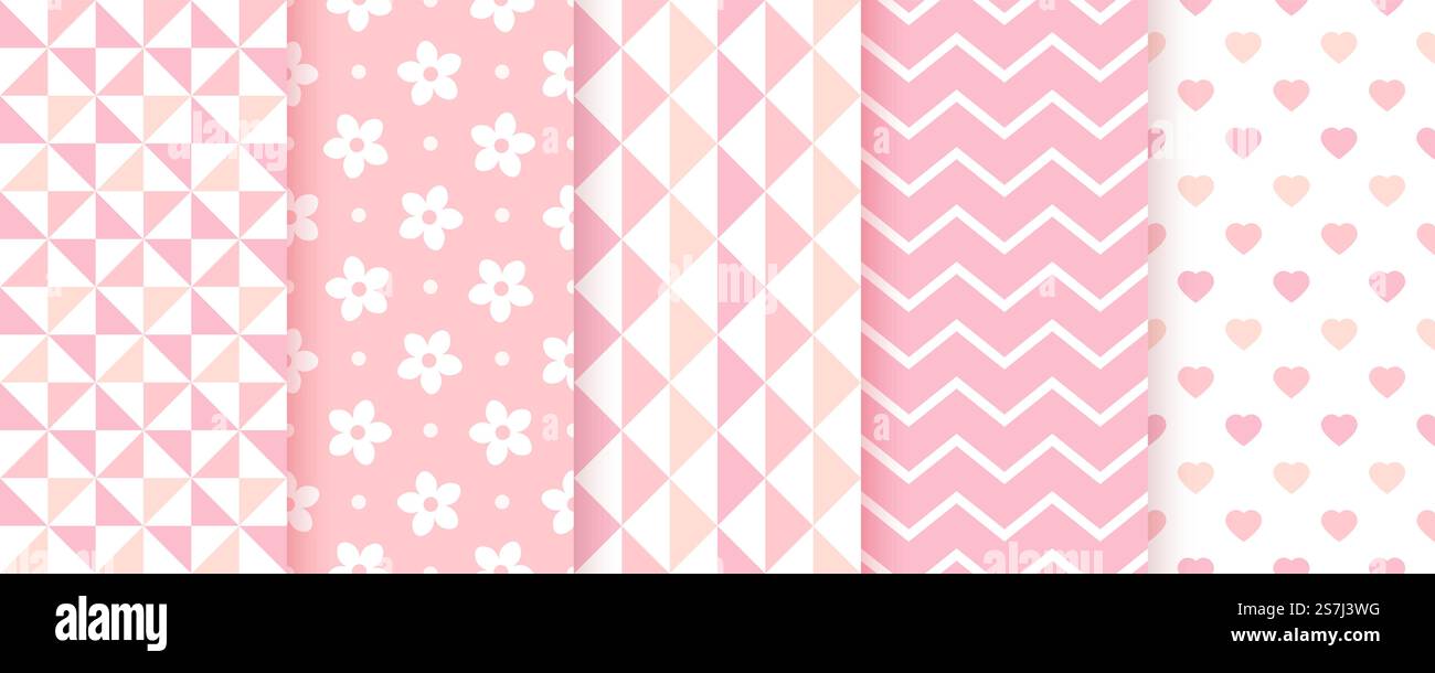 Baby seamless backgrounds. Pink pattern. Baby girl geometric prints ...