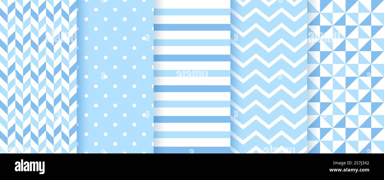 Baby backgrounds. Blue seamless patterns. Baby boy geometric textures ...