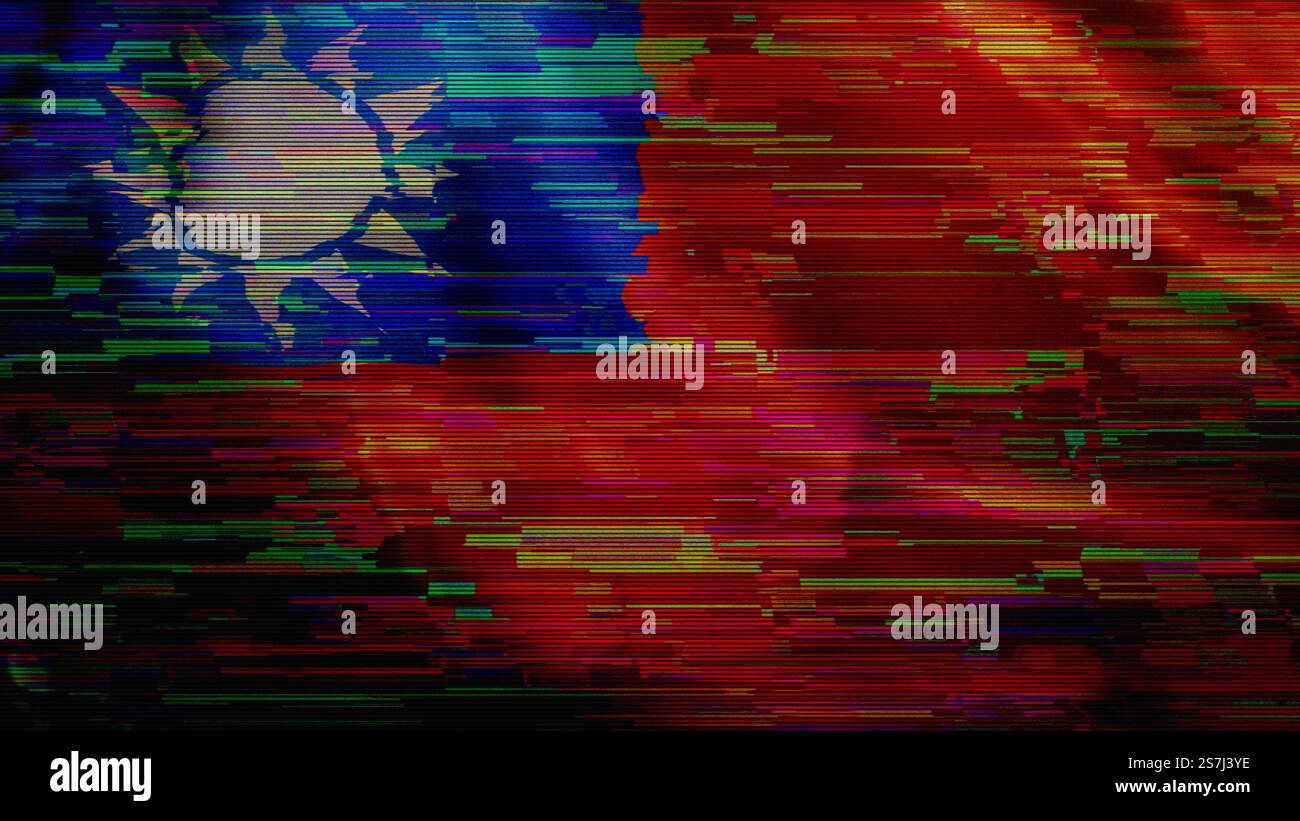 Taiwan digital technology flag cyber background. Taiwanese banner ...