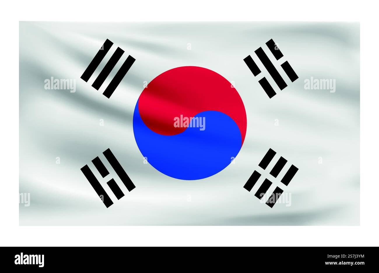 Realistic National flag of South Korea. Current state flag made of ...