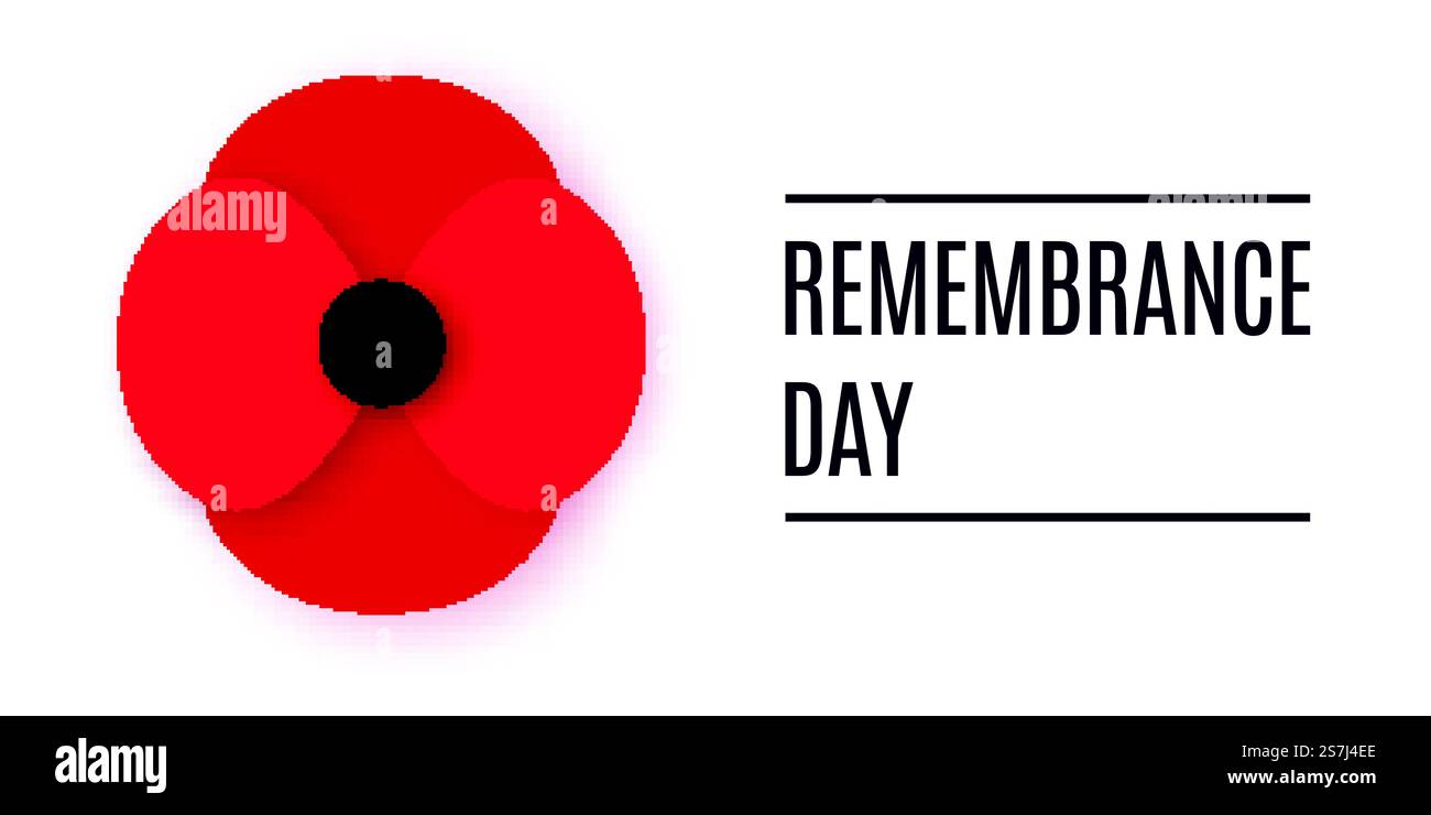 Anzac Day vector banner. Paper cut Red Poppy flower - a symbol of ...