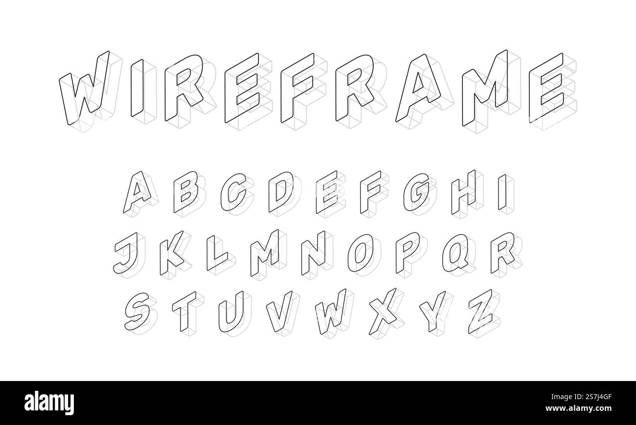 Wireframe isometric alphabet. 3d font design Stock Vector Image & Art ...