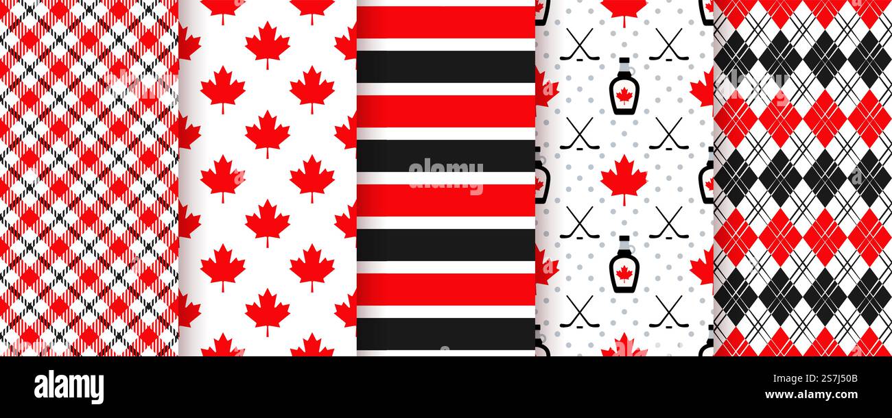 Canada seamless pattern. Vector. Happy Canada day textures with maple ...