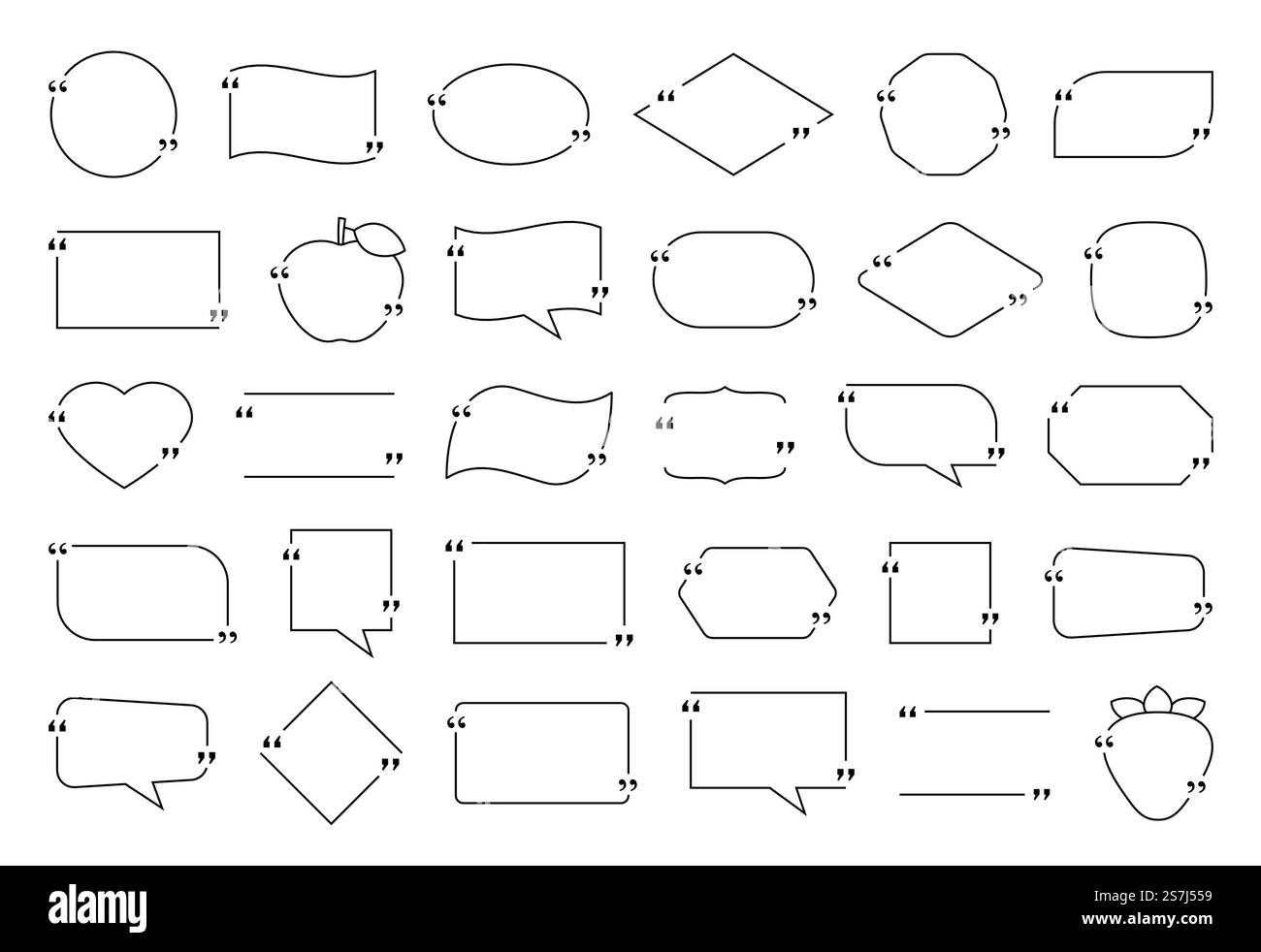 Quote box frame. Template text quotations. Speech bubbles. Set of info ...