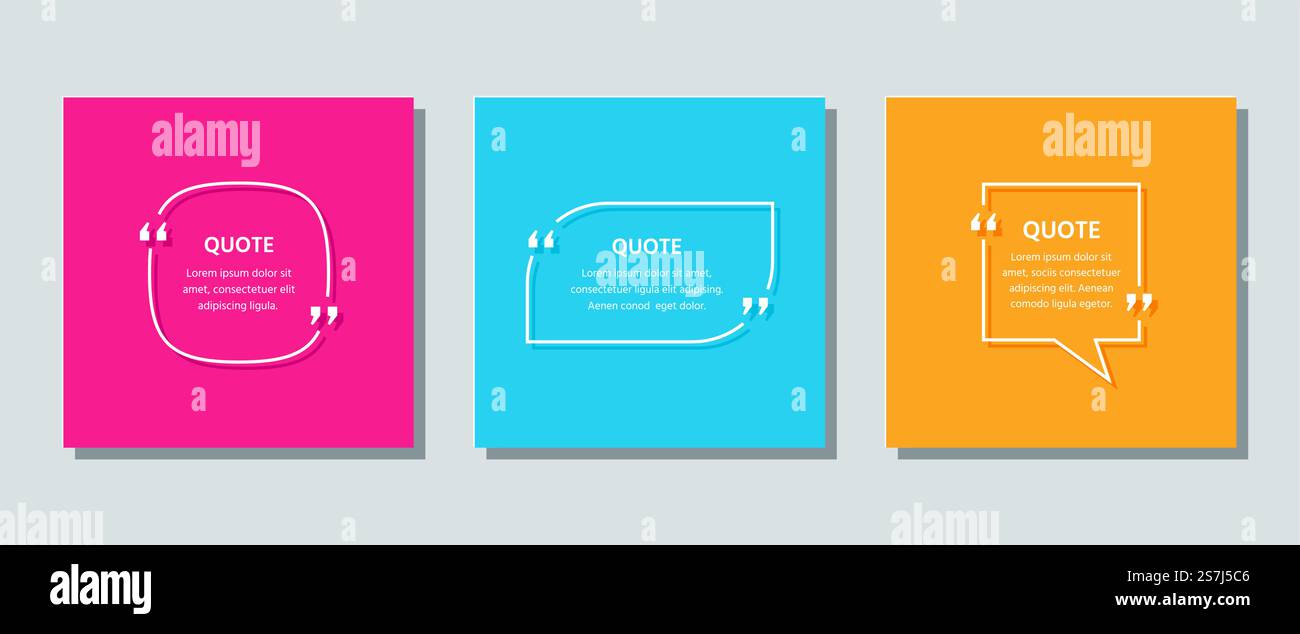 Quote text box. Quotations frame template. Vector. Set of speech ...