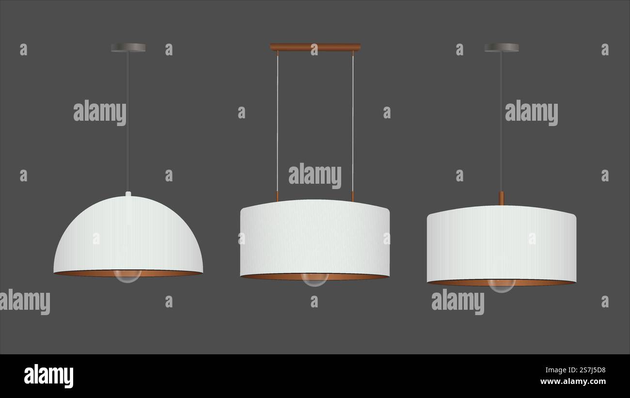 Vector set of realistic white lights. Loft style ceiling light Stock ...