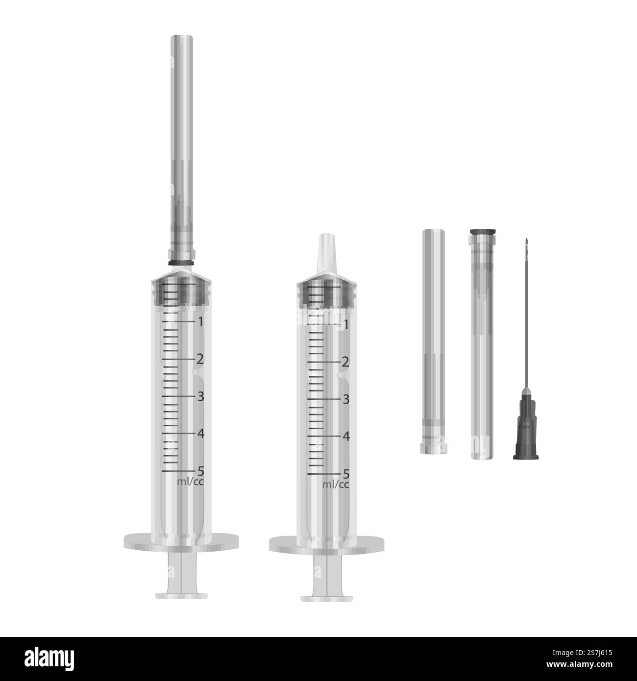 Set of medical syringes. Illustration of medical syringes with needles ...