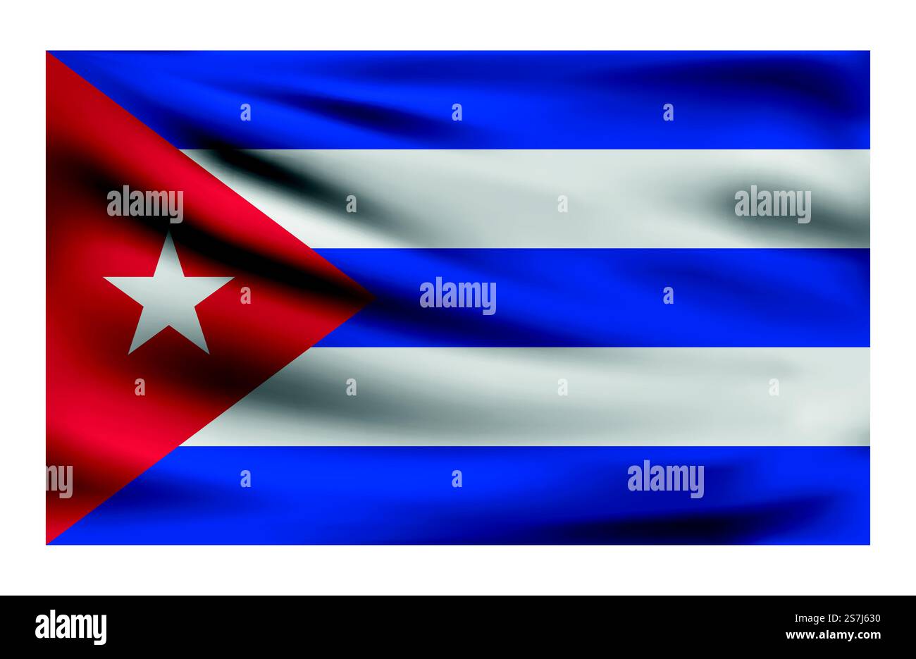 Realistic National flag of Cuba. Current state flag made of fabric ...