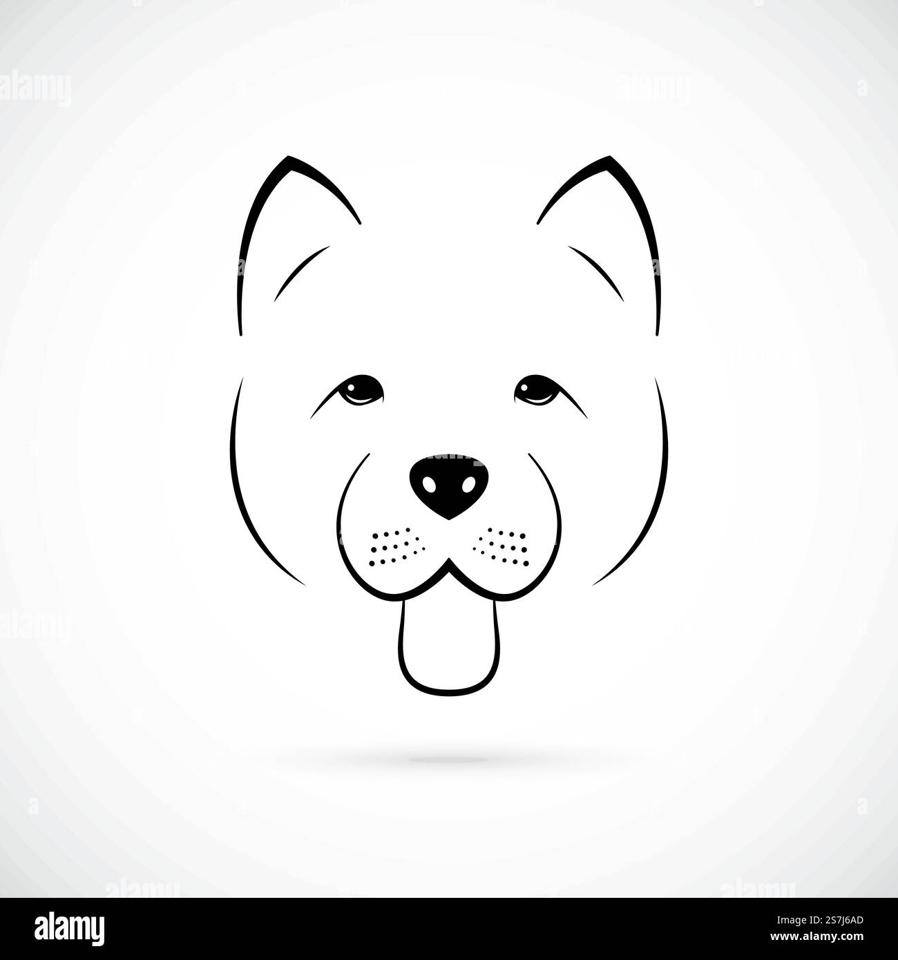 Portrait of cute Chow-Chow isolated on white background. Line art dog ...