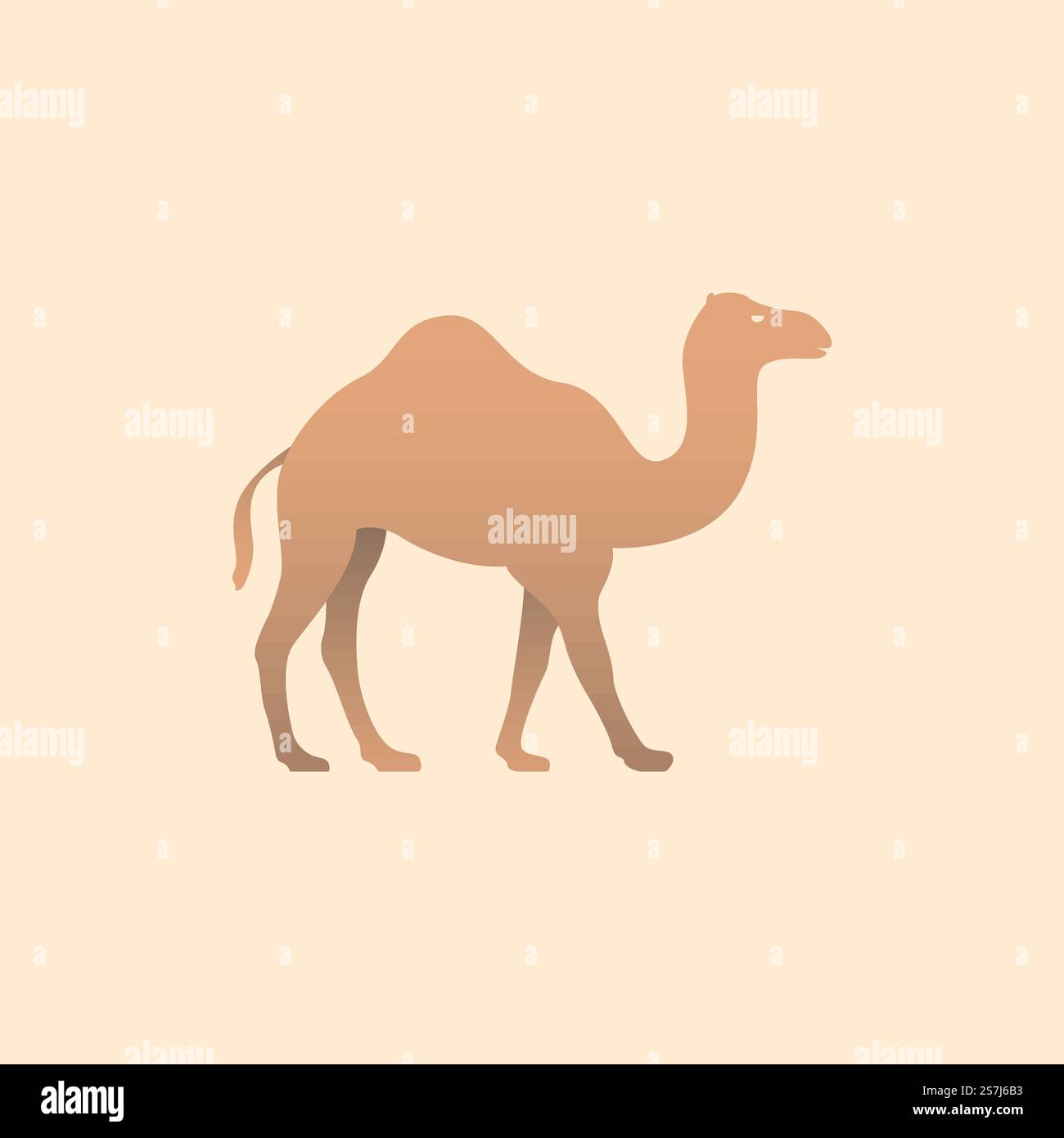 Vector illustration of brown camel. Icon logo camel side view, profile ...