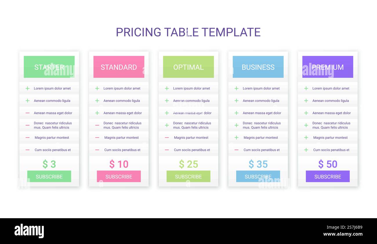 Price table template. Comparison chart layout. Vector. Pricing data ...