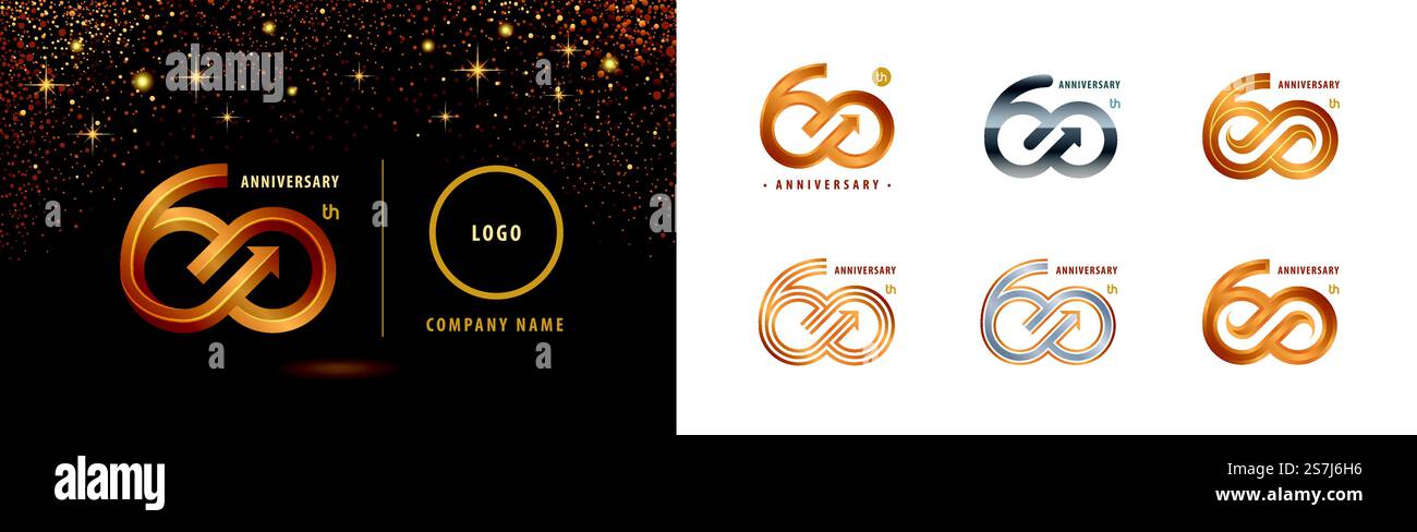 Set of 60th Anniversary logotype design, Sixty years anniversary ...