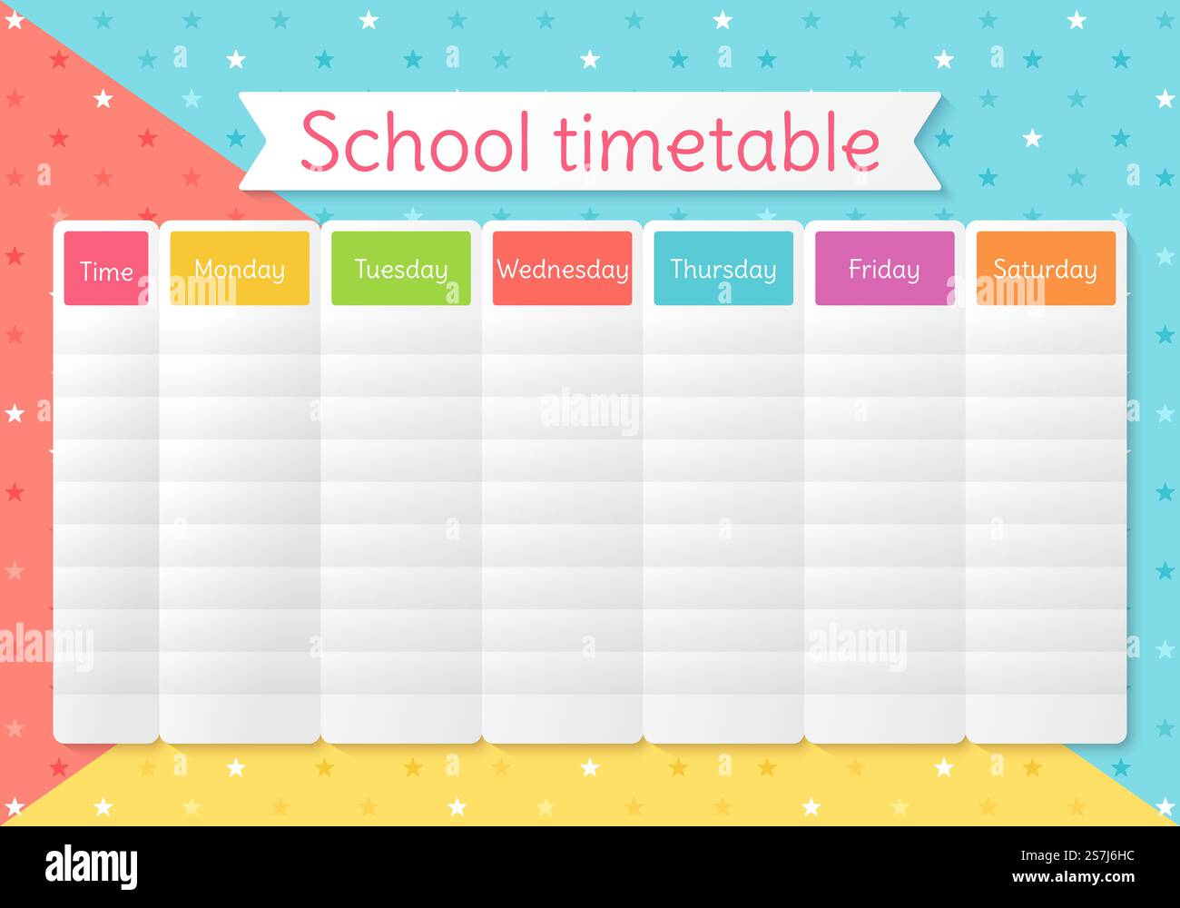 School schedule. Timetable for kids. Weekly time table with lessons ...