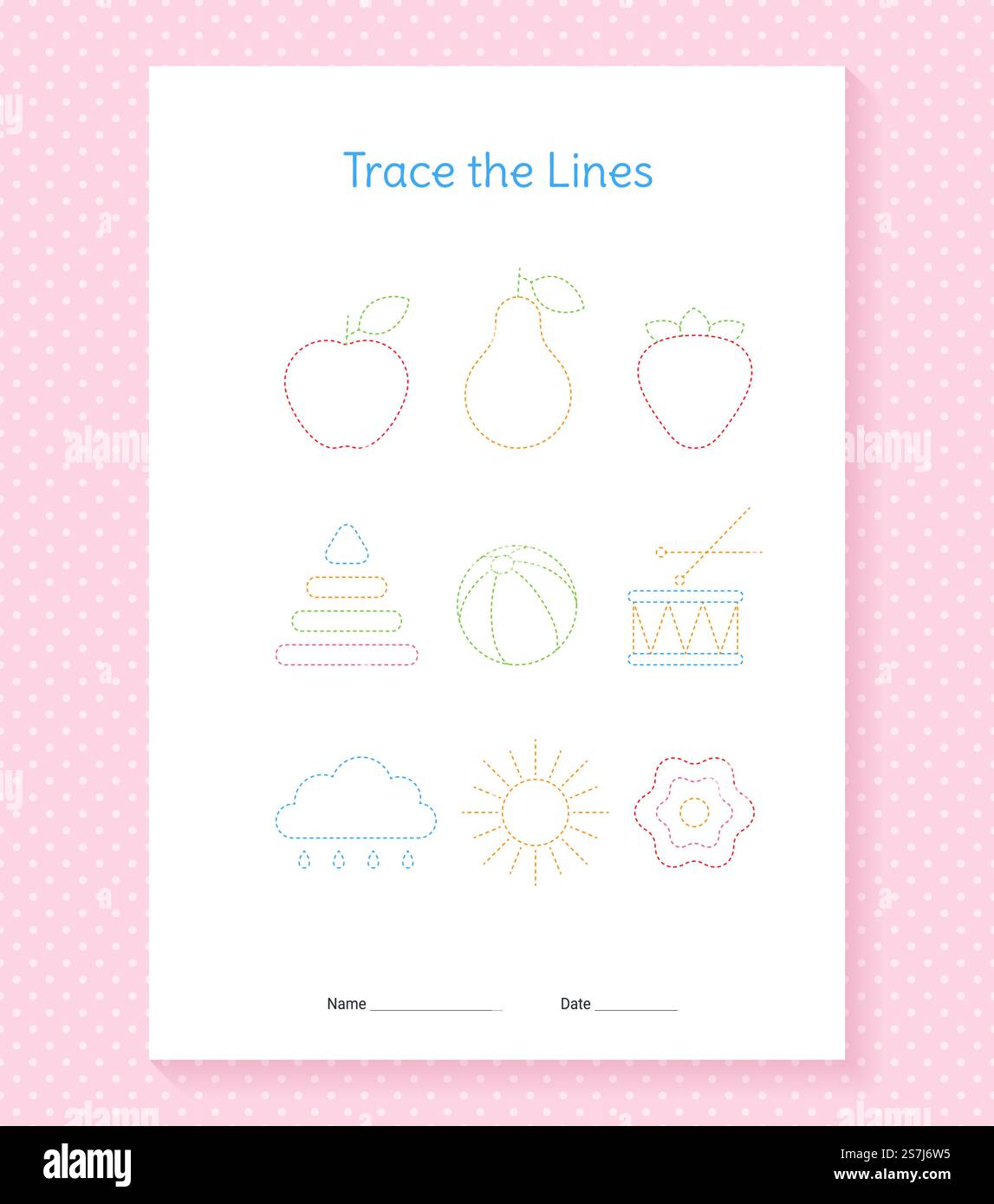 Trace lines worksheet. Hand tracing for kids. Learning book ...