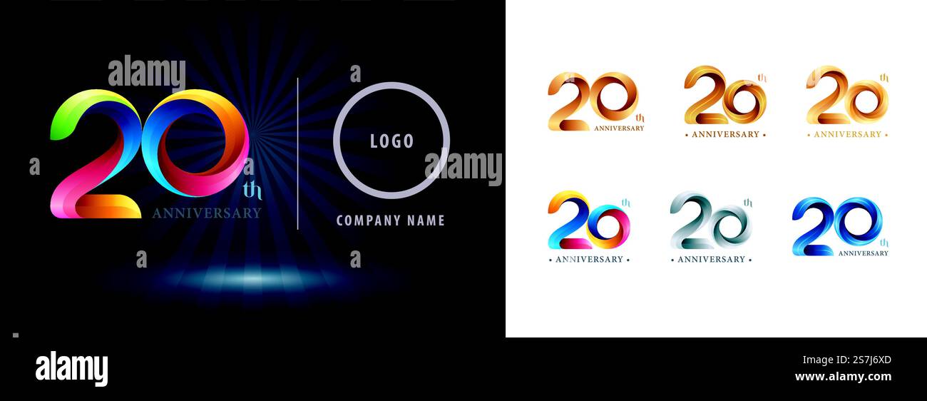 Set of 20th Anniversary logotype design, Twenty years celebration ...