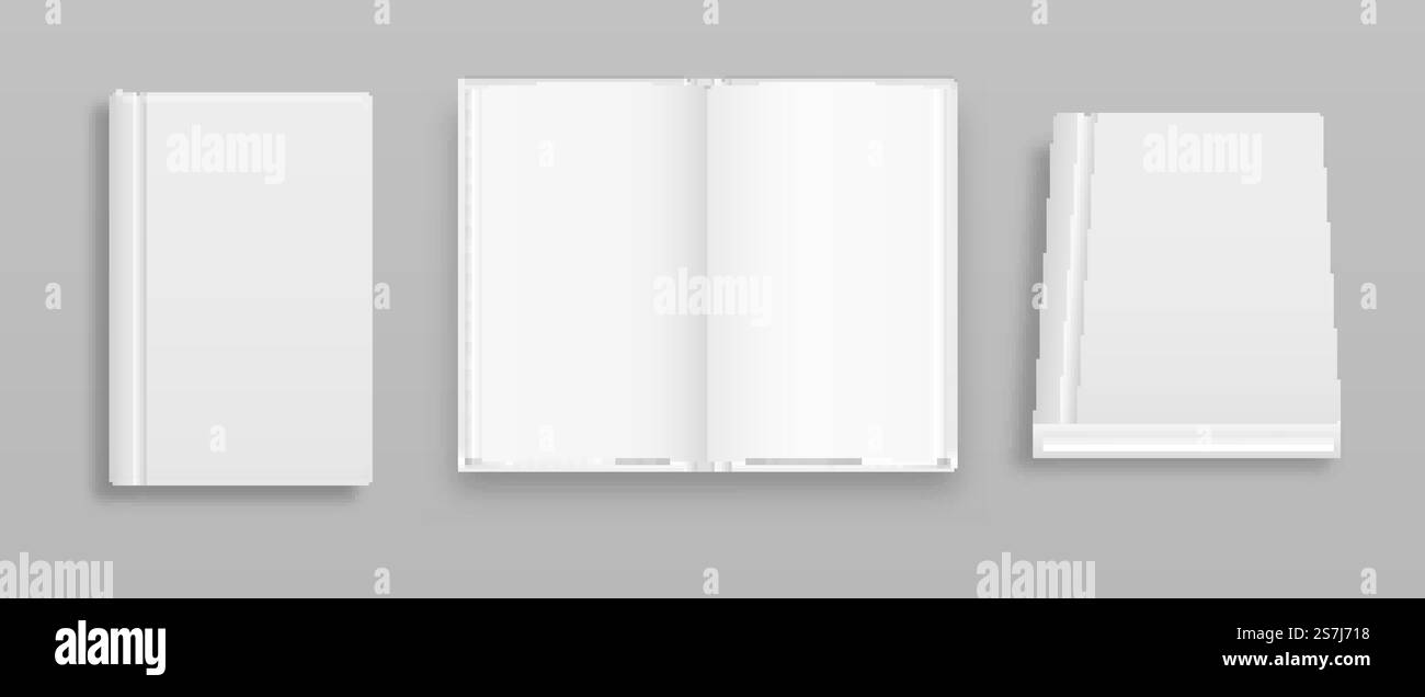Blank vertical book cover template with pages in front. Cover brochure ...