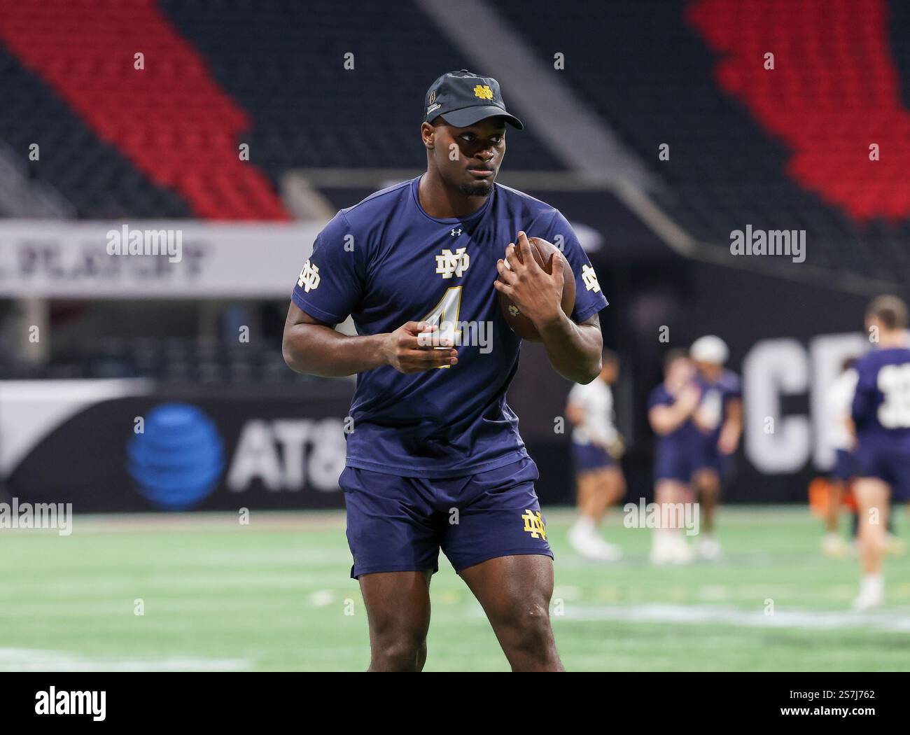 January 18, 2025: Notre Dame Fighting Irish running back Jeremiyah Love (4) at practice ahead of ...