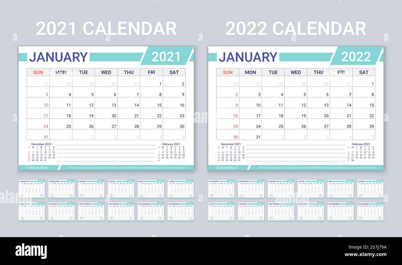 2021 2022 calendars. Planner calender template. Week starts Sunday ...