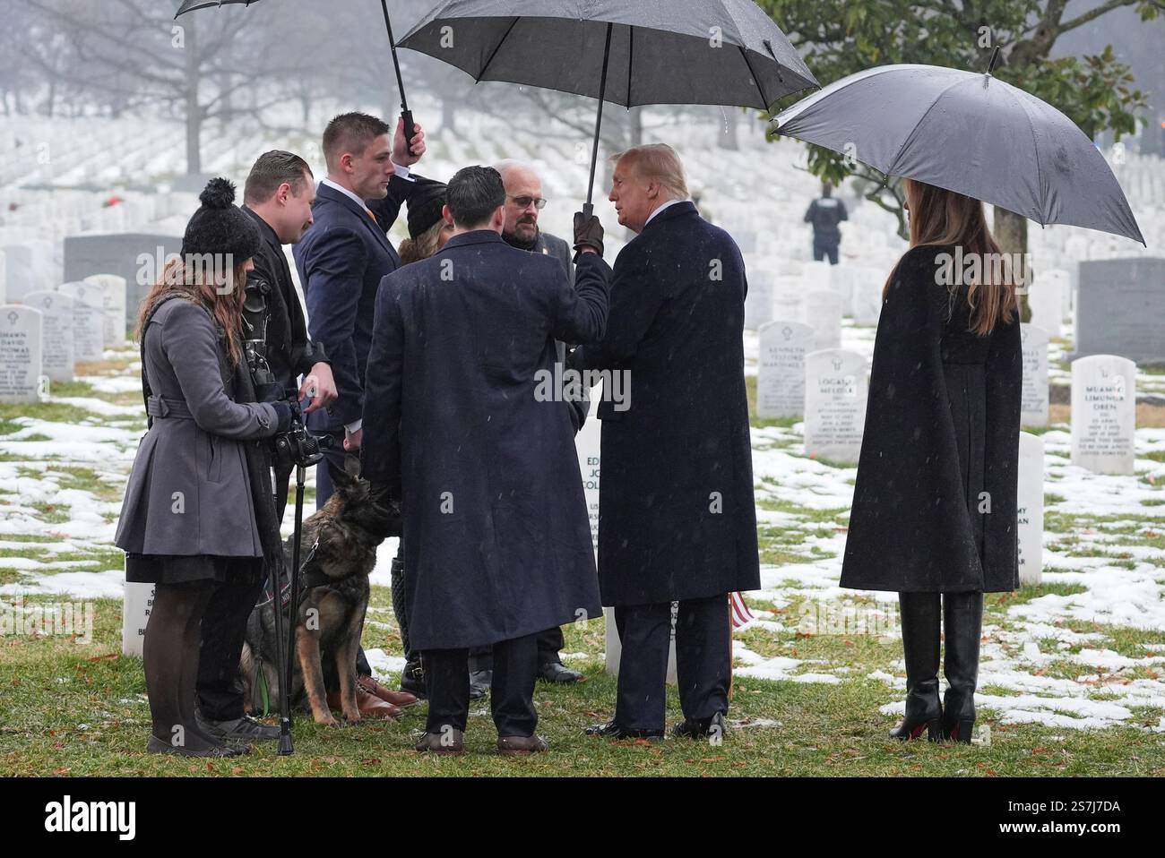 President-elect Donald Trump talks with the family of Marine Corps ...