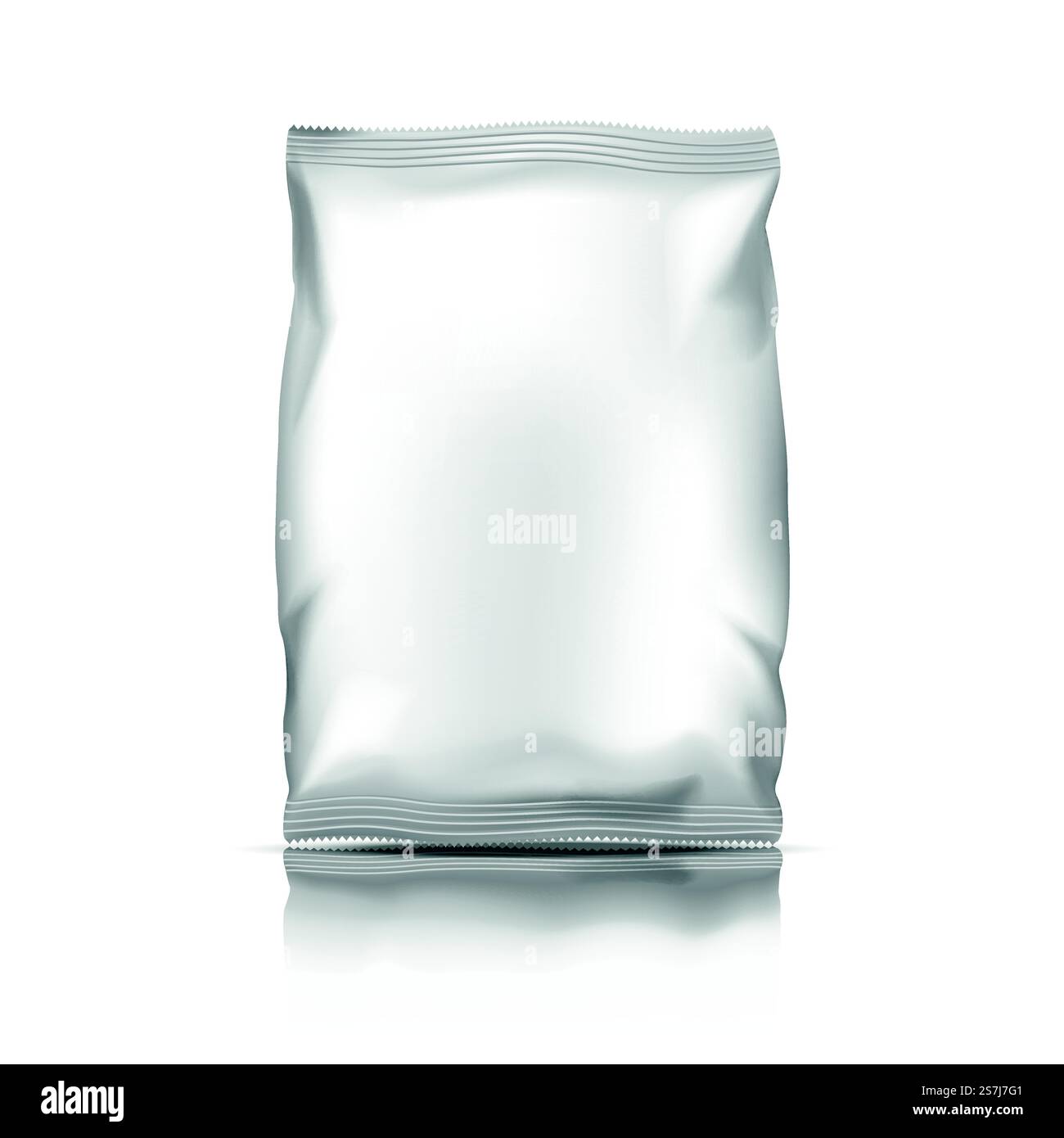 Snack plastic pack or silver packaging. Foil food pack polythene ...