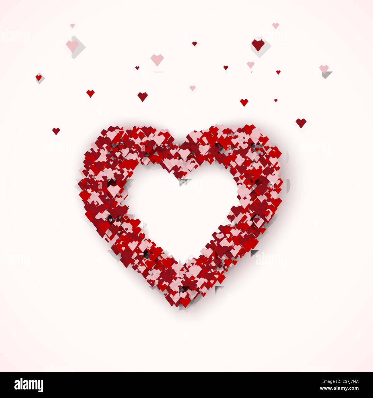Heart silhouette, frame of heart consist of little hearts confetti ...
