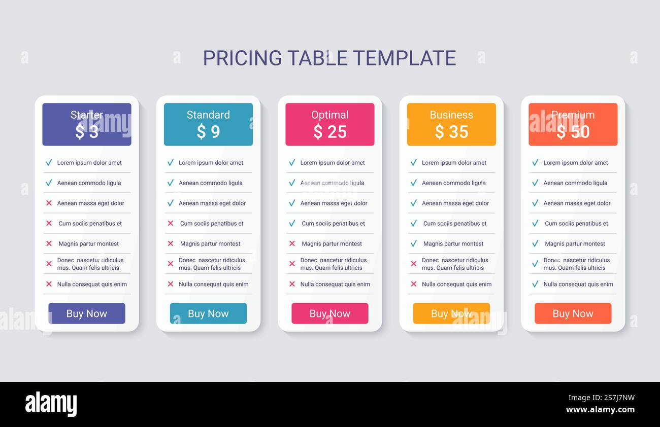 Table chart template. Price comparison layout. Vector. Pricing data grid. Spreadsheet page with ...