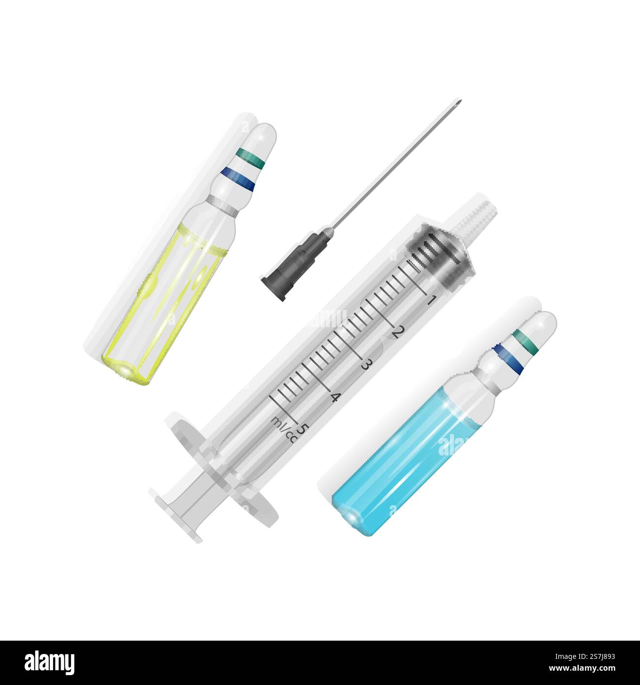 Realistic Medicine bottle for injection. Medical glass vials and ...