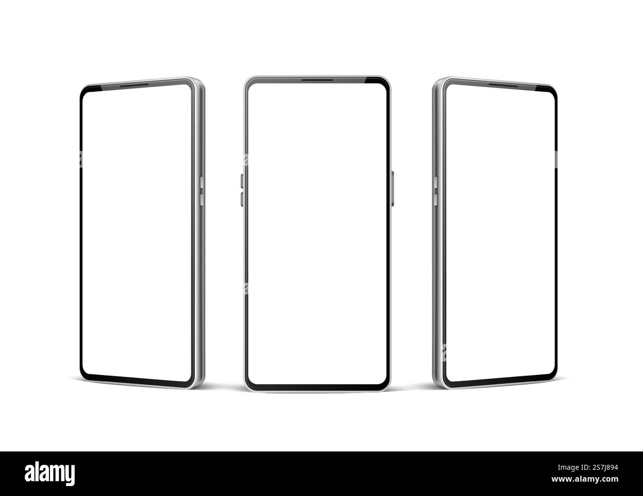 Realistic frameless smartphone mockup set. Vector blank modern phone ...