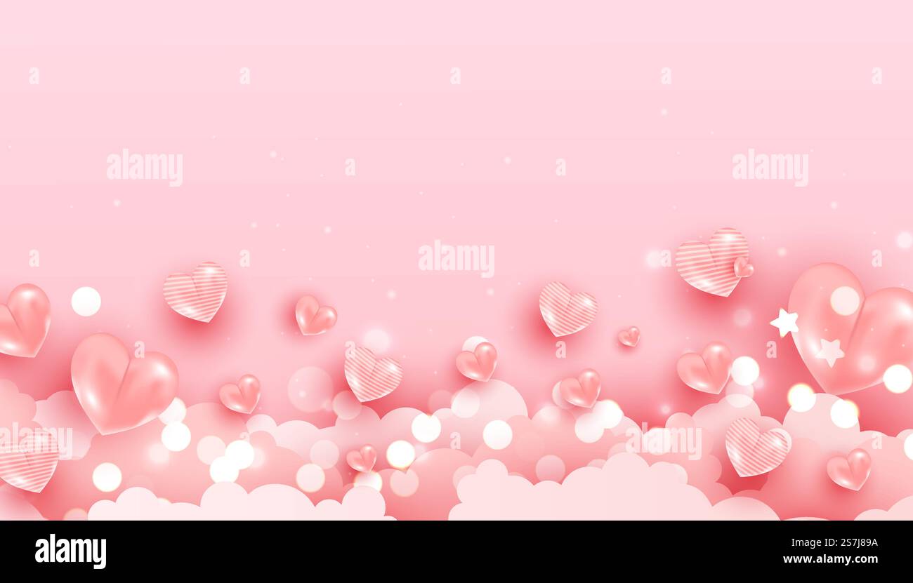 Realistic flying air heart shaped balloon elements and glitter for ...