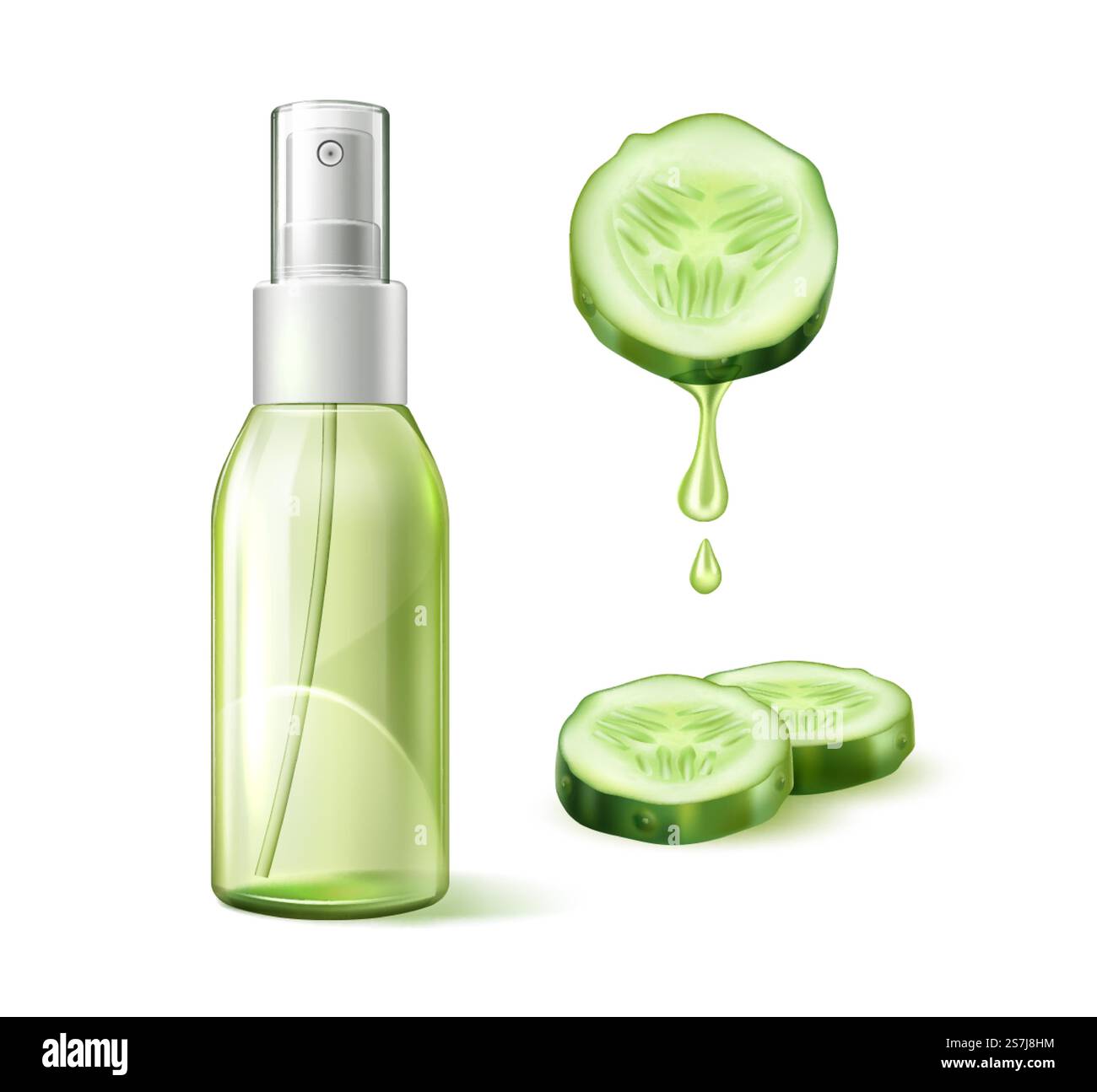 Vector realistic cucumber moisturizer lotion with cucumber sliced ...