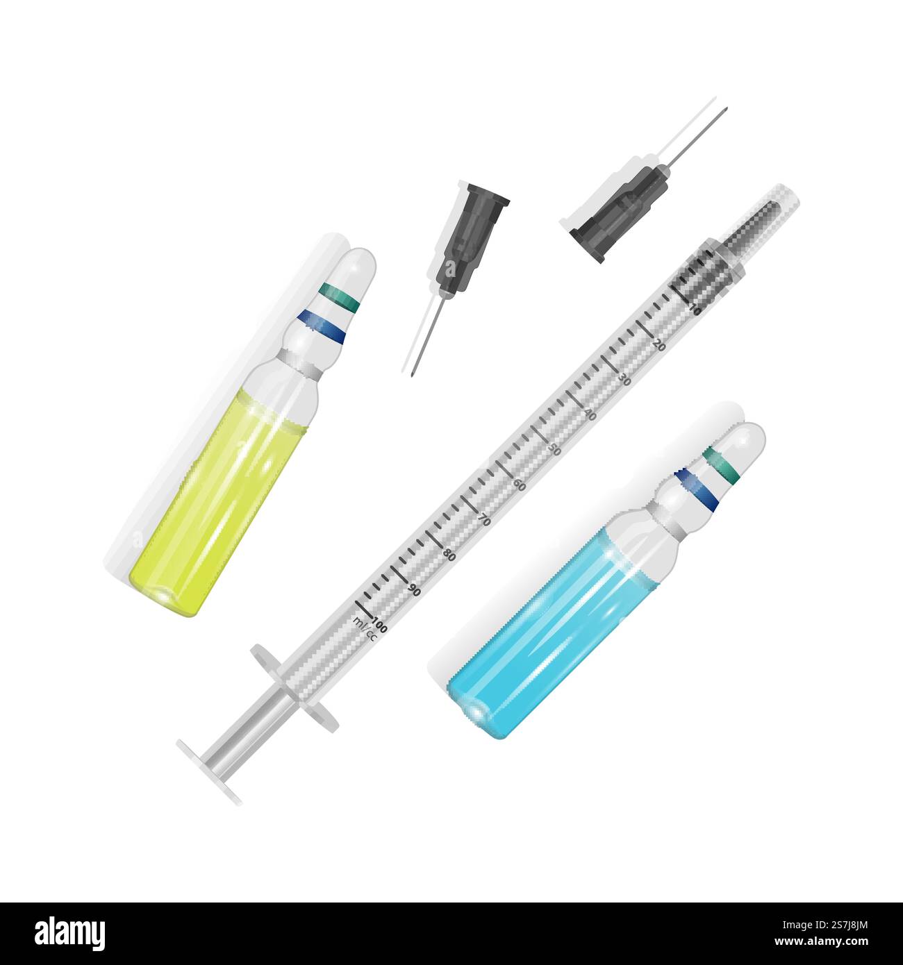 Set of medical syringes. Illustration of medical syringes with needles ...