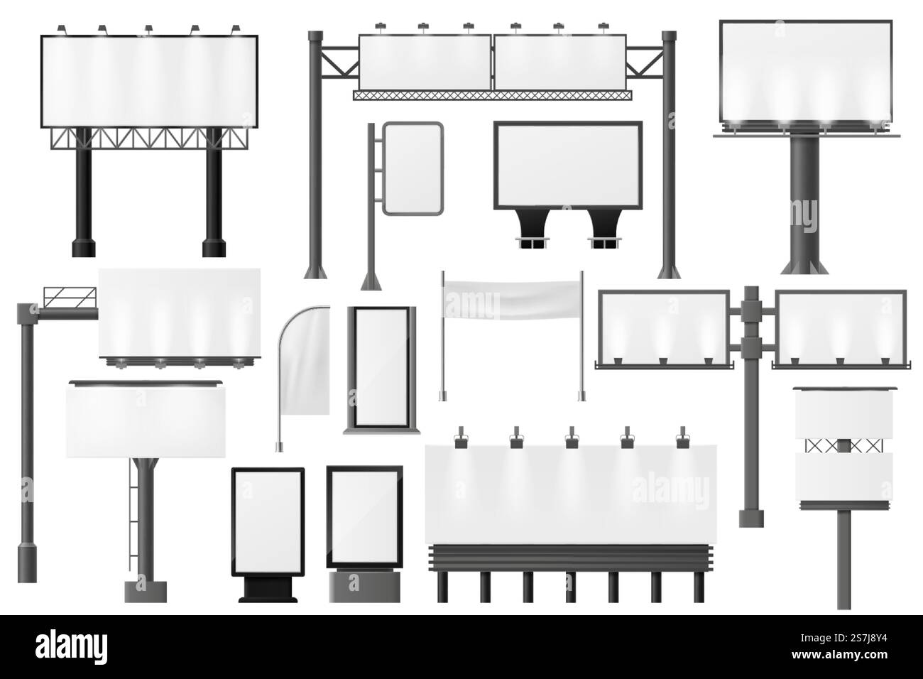 Billboard. Different advertising mockup, blank signage empty ...
