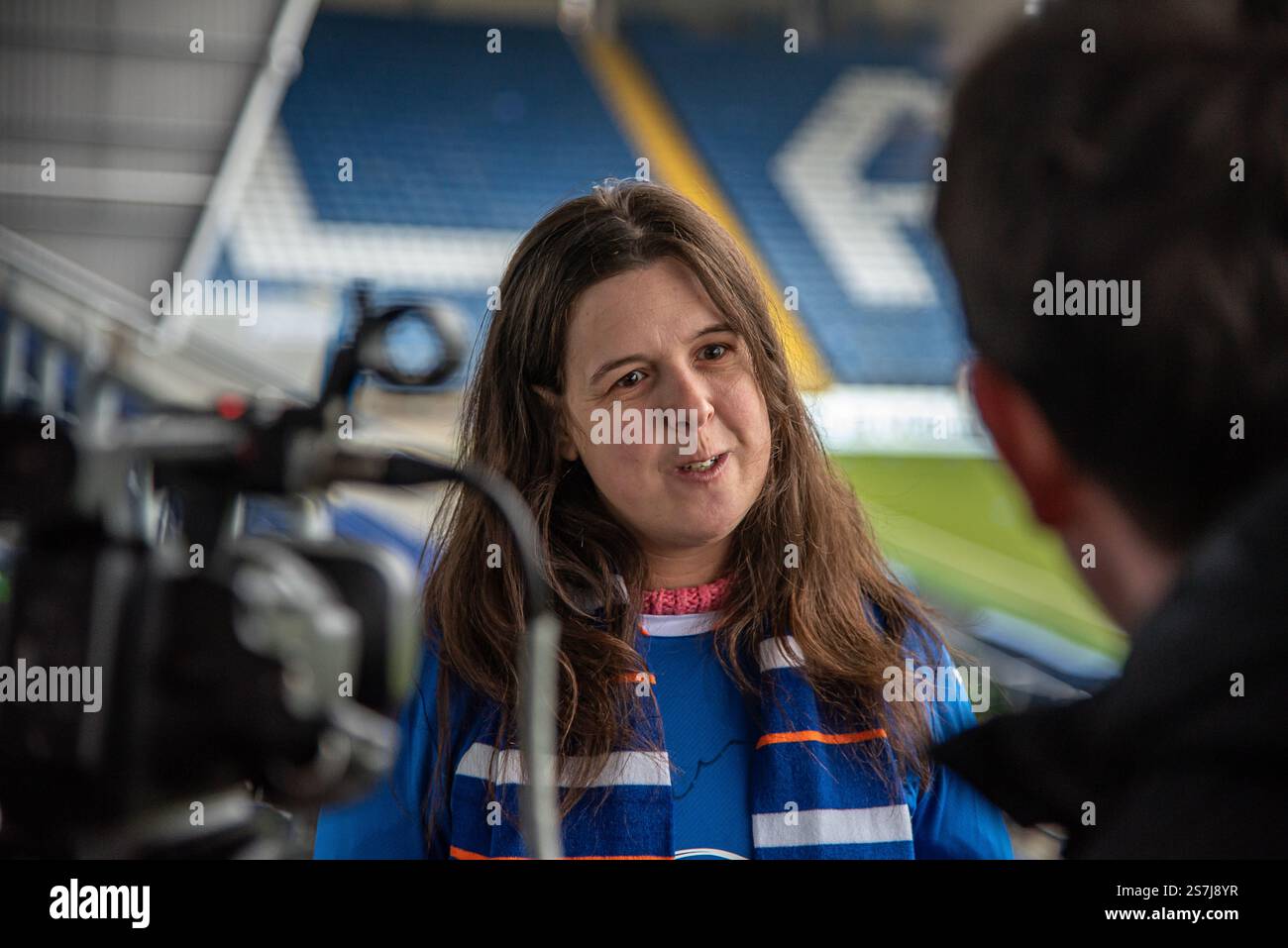 Comedian Rosie Jones during the Vanarama National League match between Oldham Athletic and ...